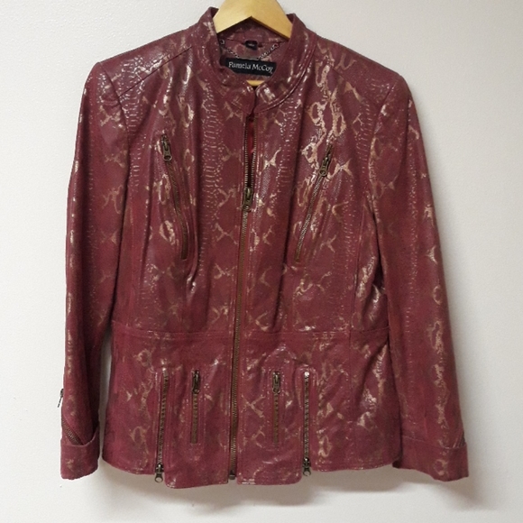 Pamela McCoy | Jackets & Coats | Pamela Mccoy Python Print Leather ...
